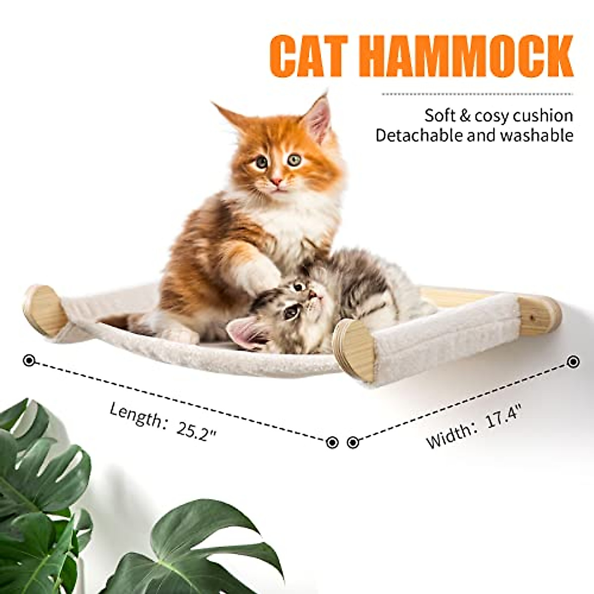 Toozey Cat Wall Shelves, Wall Mounted Cat Furniture with XXL Cat Hammock and 2 Cat Climbing Steps, Cat Shelves and Perches for Cats Playing, Sleeping, and Lounging