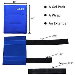 Large Gel Ice Pack Wrap - Ice Packs for Injuries Reusable Cold Pack Compress for Swelling, Sprains, Bruises - Large Hot and Cold Therapy for Hip, Back, Shoulder, Knee Replacement Surgery - 11" x 14"
