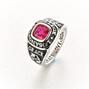 JNJ Customized class ring for ladies, sterling silver class ring for women high school or college-Square