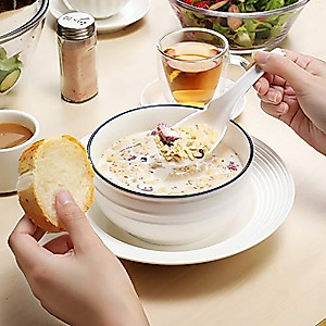 Hiware 12-piece Asian Soup Spoons, Rice Spoons, Chinese Won Ton Soup Spoon - Notch and Hook Style, White