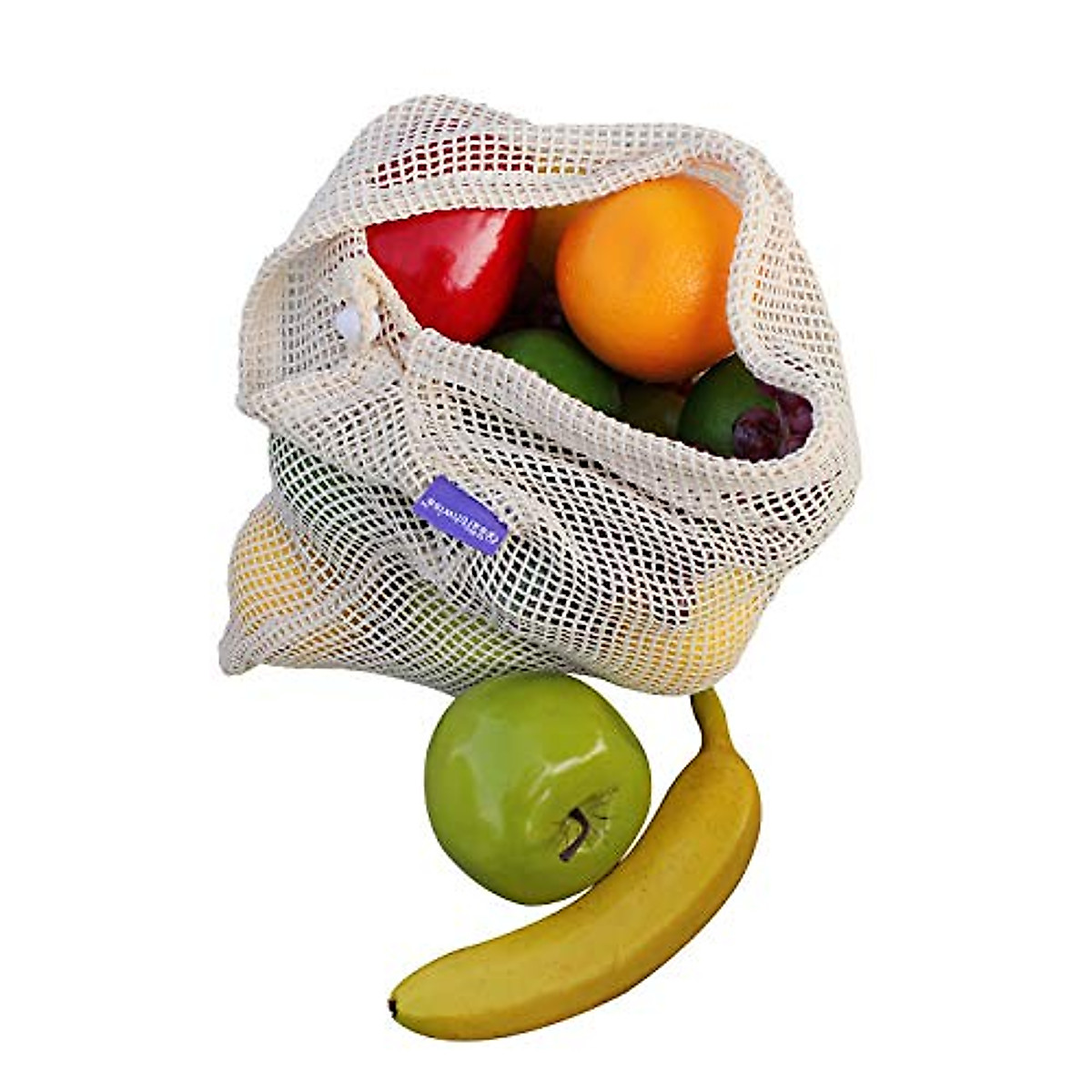 Earthwise Reusable Cotton Produce Bags Premium Set of 12 Grocery Bags Durable, Eco Friendly Material for Fruit and Vegetable Transport and Storage