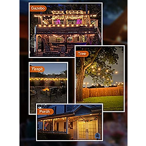 GPATIO Outdoor String Lights, 60FT(50+10) Waterproof Patio Lights with 32 Dimmable Hanging Lights Globe ST38 Bulbs, 2700k Shatterproof for Backyard Gazebo Porch Garden Commerical Outside Decor