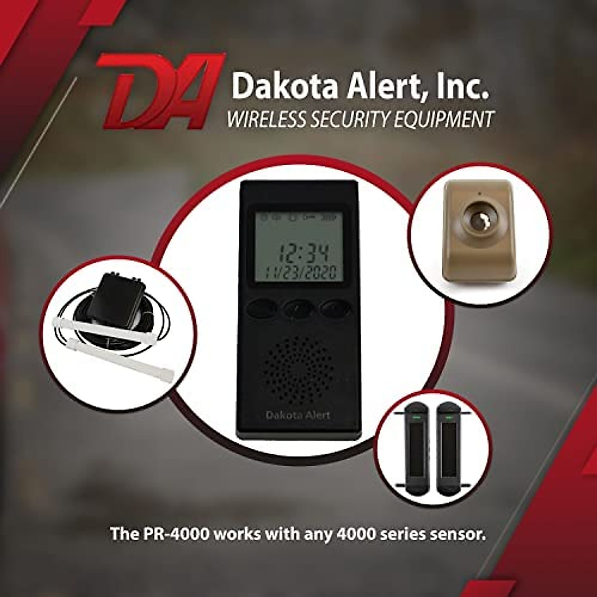 Wireless Driveway Alarm Portable Receiver PR-4000 - Compatible with Dakota Alert 4000 Transmitters | Battery-Powered Monitor Comes with USB Charger & Belt Clip, Driveway Alarms Wireless
