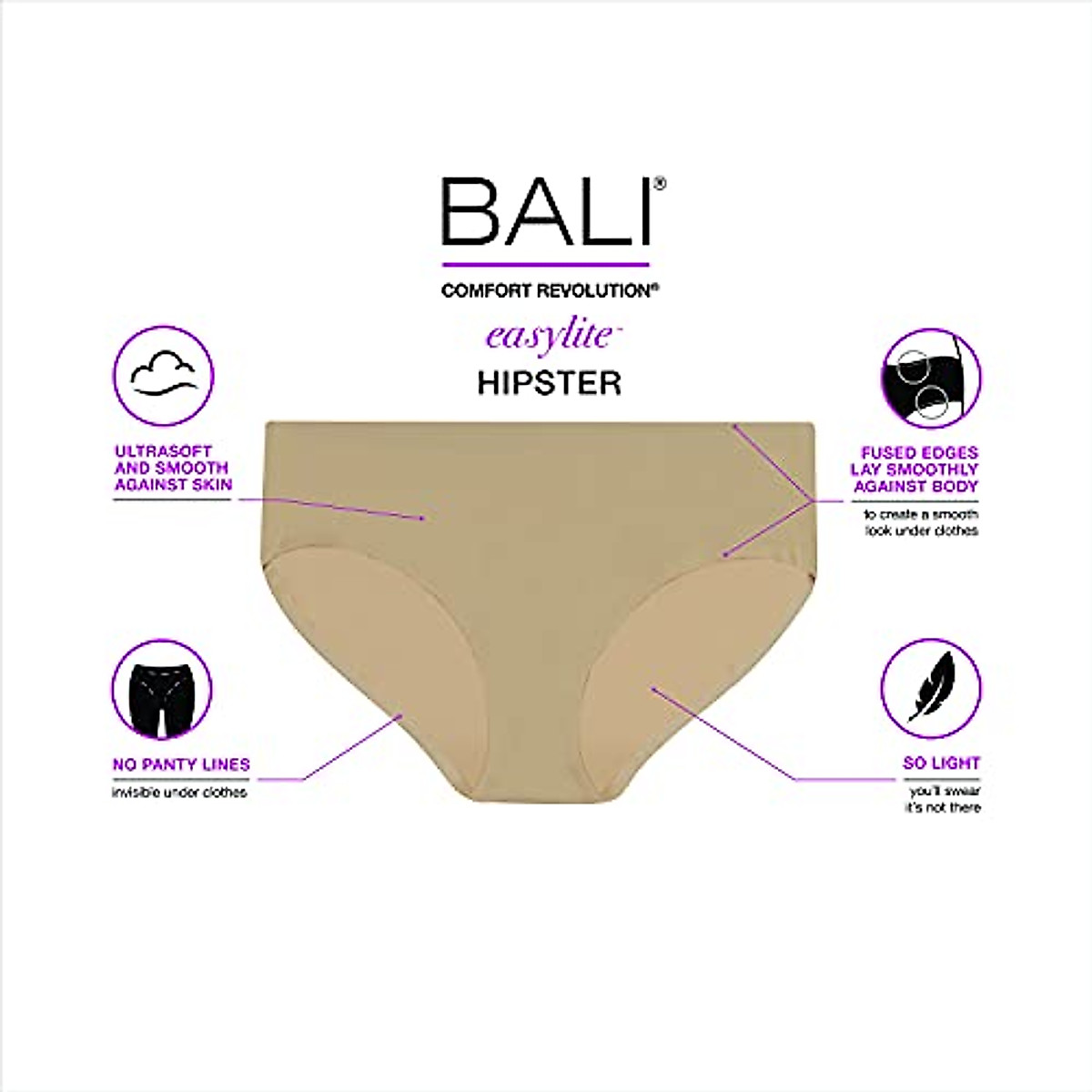 Bali Women's Comfort Revolution EasyLite Hipster Panty, Cinnamon Butter, 8