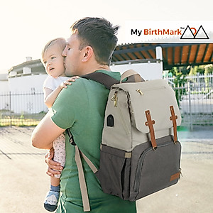 My BirthMark Diaper Backpack - Large Diaper Bag with FREE Diaper Changing Mat & Dust Bag -Strong Waterproof Diaper Bag -Travel Back Pack for Mom, Dad -Cool Diaper Backpacks for Baby, Toddler Boy, Girl