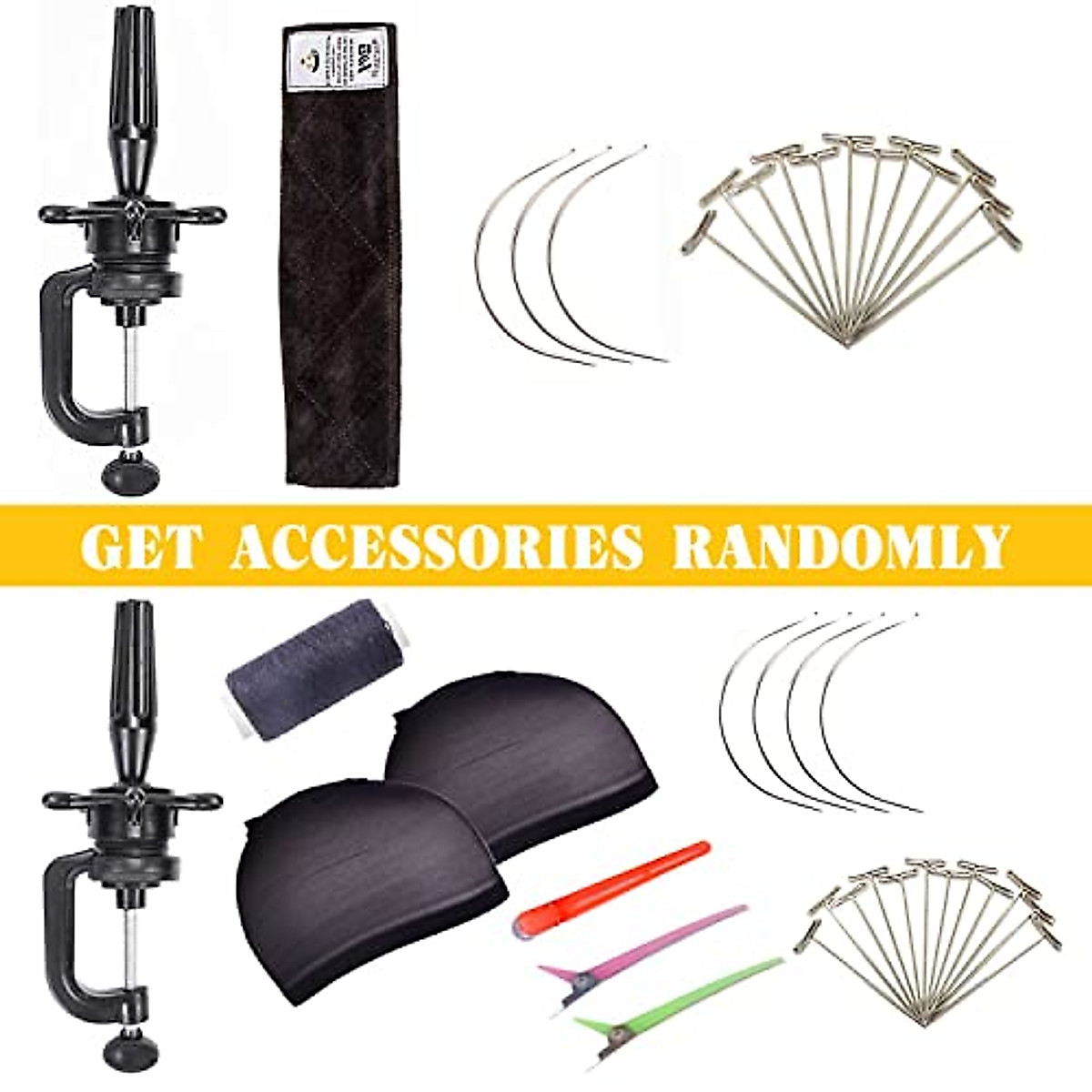 GEX 22" Canvas Cork Wig Block Mannequin Head for Wig Making Drying Styling Display with Table C Clamp Stand Holder (Light Brown 22")