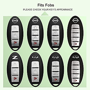 ZSPDACC Compatible with Nissan Key Fob Cover Altima Maxima Rogue Armada Pathfinder Compatible with Infiniti Key Fob Cover Black TPU Protector Car Key Chain Holder Case Accessories