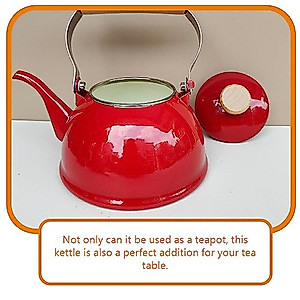 Porcelain Enameled Tea Kettle Enamel Whistle Tea Kettle Teapot with Handle for Stovetop Retro Hot Water Tea Kettle Pot Home Dorm Apartments Camping Coffee Makers (1.4L)