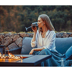 Grand patio Sofa Sets 5 Pieces Conversation Set with Fire Pit Table, Luxury Heavy Duty Wicker Patio Furniture Sectional Sofa with Thick Cushions (Brown Set with Fire Pit, 5 PCS)