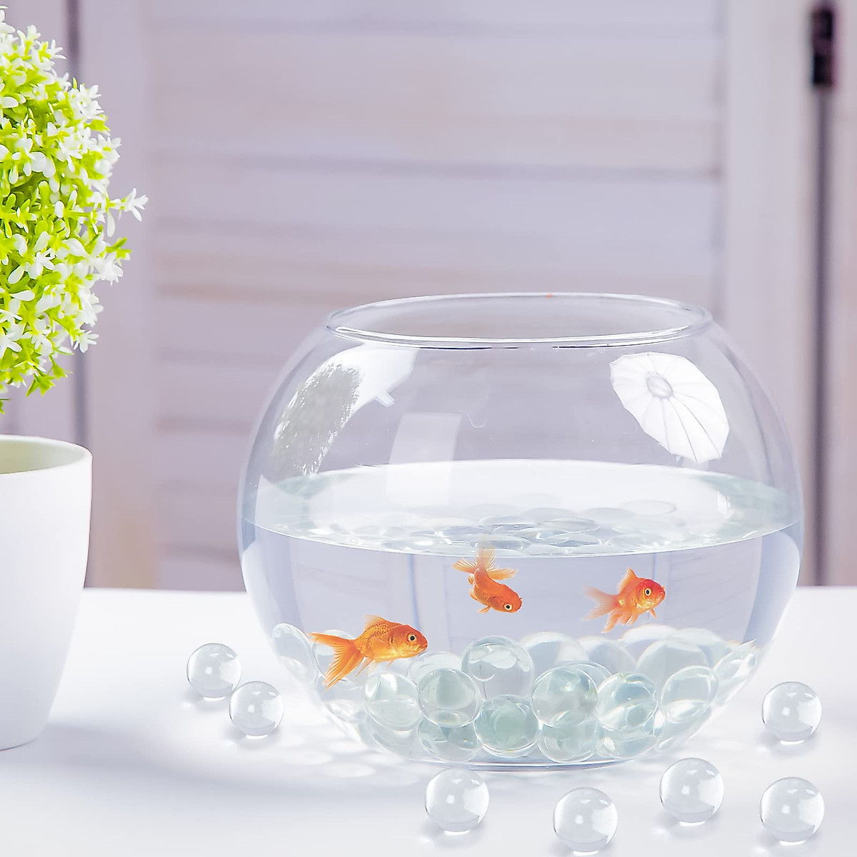 FUTUREPLUSX Clear Glass Marbles, 1LB Round Marble Beads Transparent Vase Fillers Decorative Glass Gem Pebbles for Decoration Collectibles Marble Games