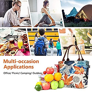 Gloppie Insulated Lunch Bags for Women Lunch Box Leak Proof Cooler Tote Purse Large Food Container Meal Prep for Work Beach Picnic 9L Maple Leaf + Sunflower