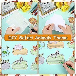48 Pieces Jungle Animal Cutouts Safari Friend Animal Cutouts Colorful Animal Paper Cutouts with Glue Point Dots for Bulletin Board Classroom School Safari Animals Theme Party
