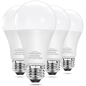 Amazing power 100W Equivalent E26 LED Bulbs, Daylight White Non-Dimmable Medium Screw Base Light Bulbs 6500K, 4-Pack