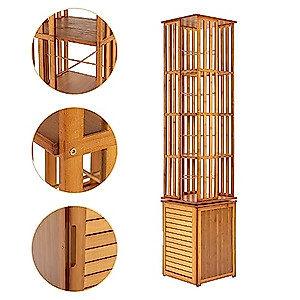 KenSyuInt 360° Rotating Bookshelf,6-Tier Corner Bamboo Book Shelf,Storage Display Stand Upright Bookshelf Organization,for Living Room,Balcony,Office, Sitting Room,Corridor (Brown)