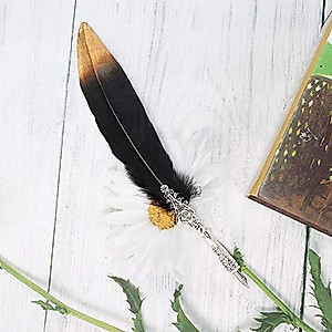 Serounder Quill Pen Set, Classical Calligraphy Fountain Pen Feather Quill Dip Pen Ink Bottle Set with Gift Box (Black)