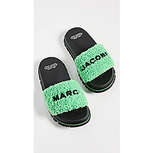 Marc Jacobs Women's The Teddy Slides, Fluffy Green, 6 Medium US