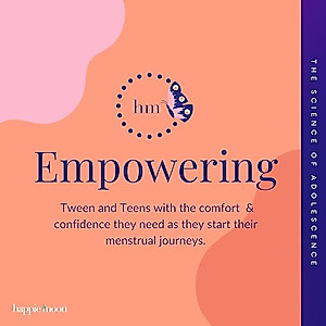 happie moon Tween Pads | Small 100% Cotton First Period Pads for Tweens and Teens | Ultra Thin Pads with Wings | Zero Chlorine, Bleach, Dyes and Fragrance | Teen Pads, 20 Count