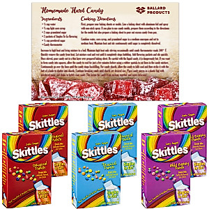 Skittles Singles To Go - Variety Pack of 6 - Candy Flavoring Water Enhancer – 3 Flavors of Skittles Drink Mix - Bundle with Ballard Products Recipe card