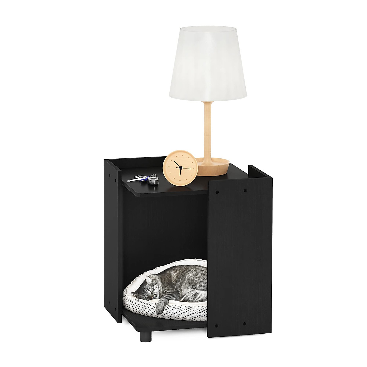 Furinno Peli Multipurpose End Table with Storage, Americano, Cube