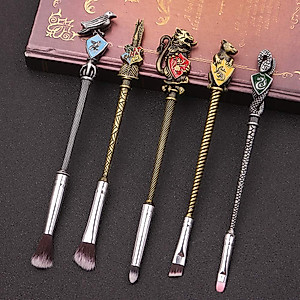 Magic Wand Makeup Brushes Set - 5pcs Wizard Wand Makeup Brushes Foundation Blending Blush Eyeshadow Face Lip Powder Brush Beauty Tools (New-Bronze)
