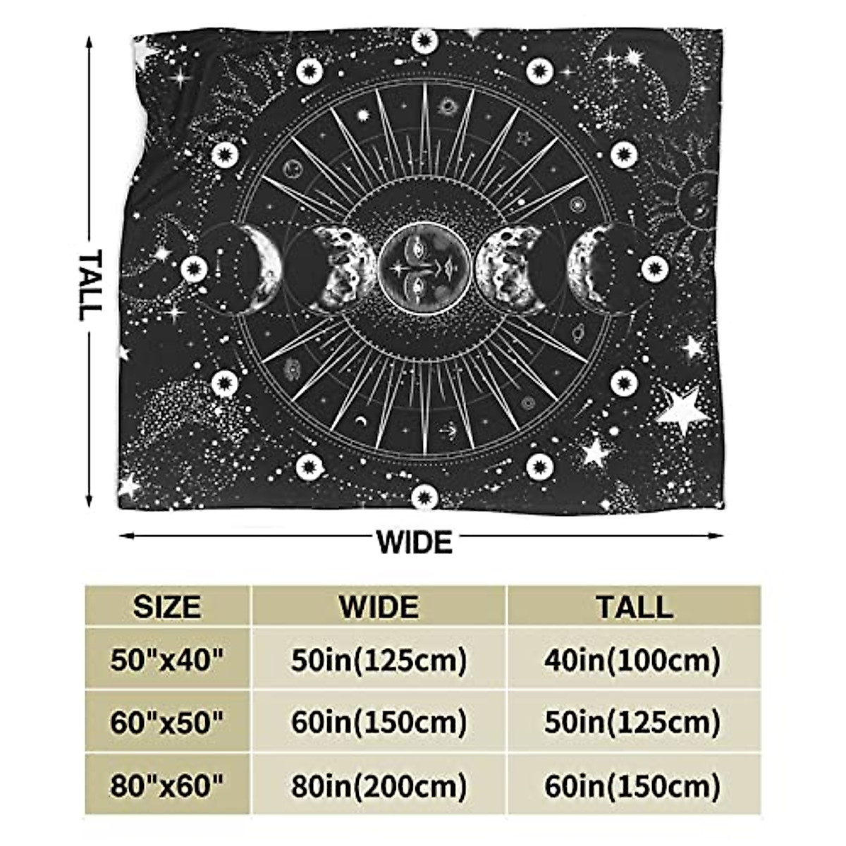 Sun and Moon Black and White Soft Throw Blanket All Season Microplush Warm Blankets Lightweight Tufted Fuzzy Flannel Fleece Throws Blanket for Bed Sofa Couch 80"x60"