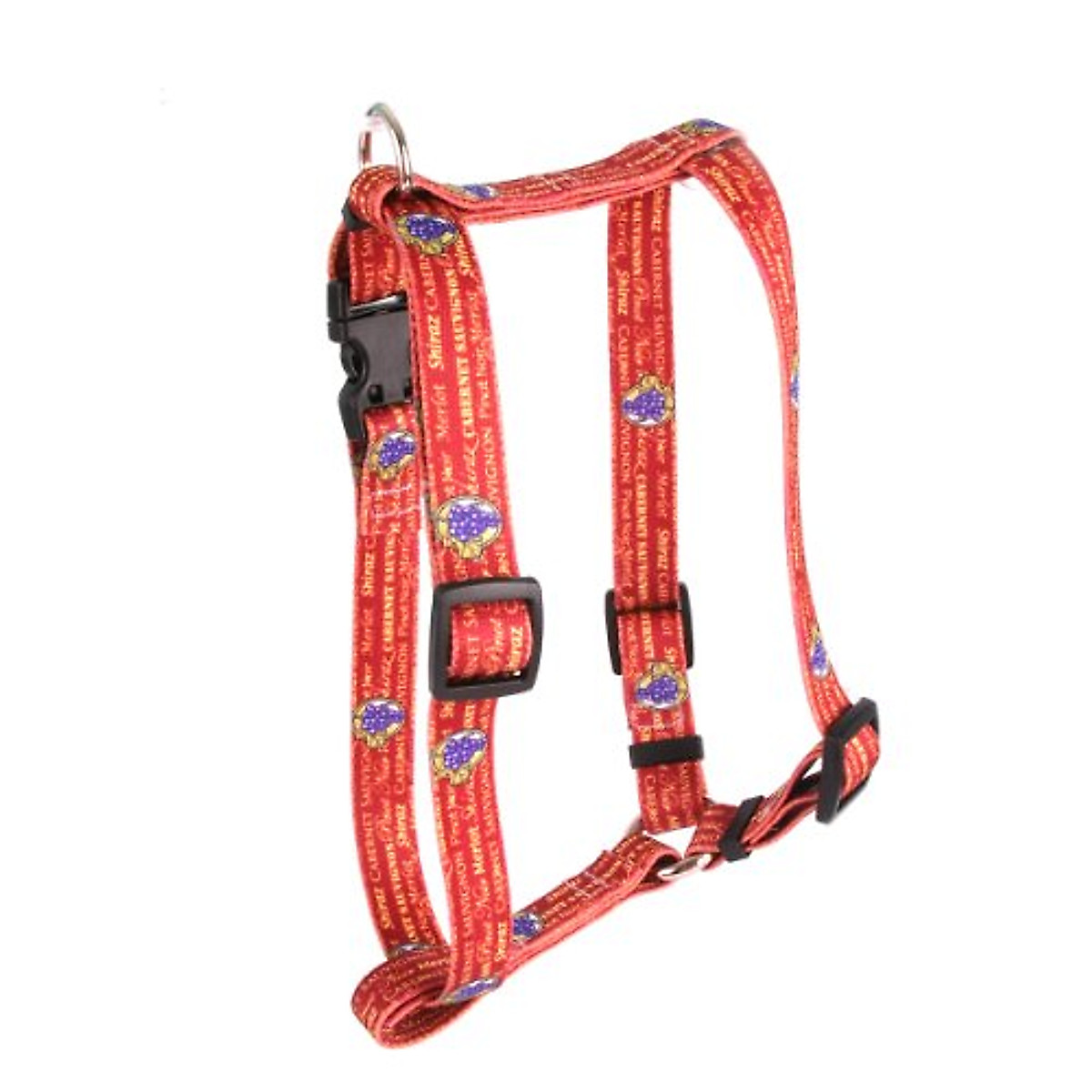 Yellow Dog Design Red Wine Roman Style H Dog Harness, X-Large-1" Wide and fits Chest of 28 to 36"