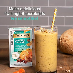 Twinings Soothe Tea - Orange & Star Anise Flavoured Turmeric Tea, Digestive Tea, Naturally Caffeine-Free Herbal Tea Bags Individually Wrapped, 18 Count.