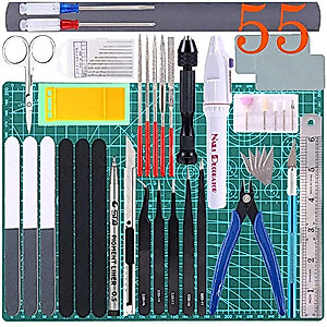 Qovydx 55Pcs Gundam Model Tool Kit Gunpla Tools Set Bandai Hobby Model Tools Kits Gundam Modeler Basic Tools for Gundam Hobby Car Airplane Building