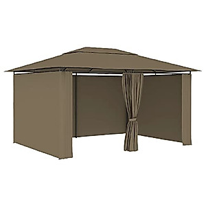 Garden Marquee with Curtains,Outdoor Gazebo, Hardtop Gazebo,Backyard Gazebo,Patio Gazebo,Grill Gazebo,for Barbeque, Patio, Deck,Garden Party,Markets,13.1'x9.8' Taupe 0.6 oz/ft²