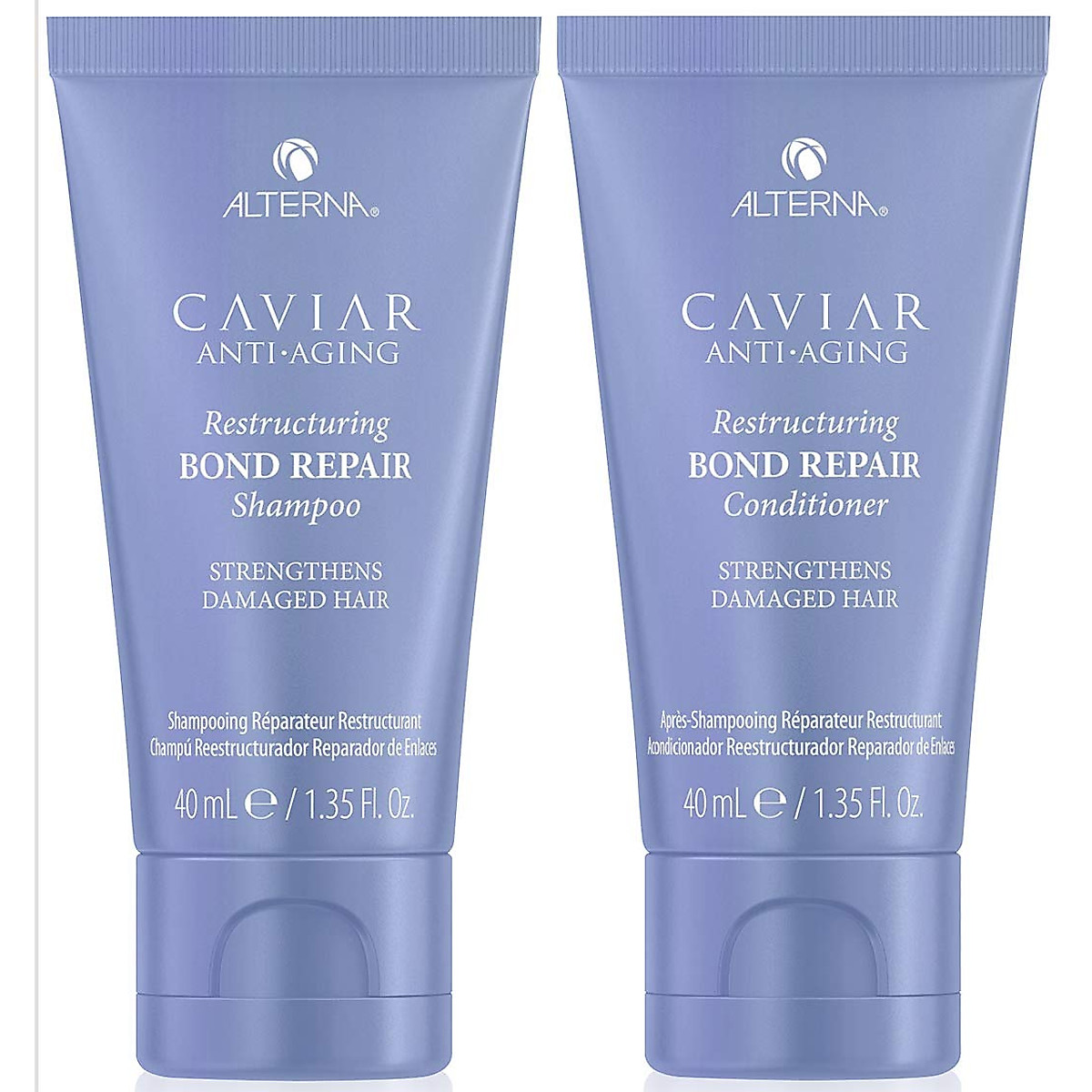 Alterna Haircare Caviar Anti-Aging Restructuring Bond Repair Shampoo and Conditioner, 1.35 Fl Oz (Pack of 2)