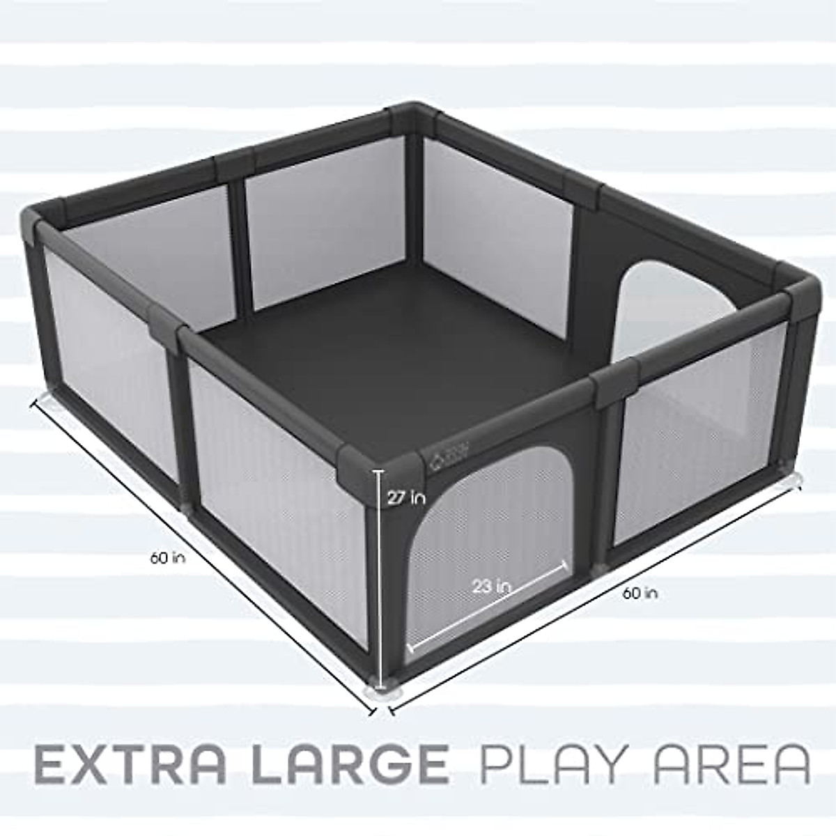 Baby Playpen 60x60in - Kids Activity Center with Anti-Slip Base - Portable Indoor & Outdoor Playard for Toddlers - Foldable Safety Play Yard for Babies - Baby Fence Play Area With Soft Breathable Mesh