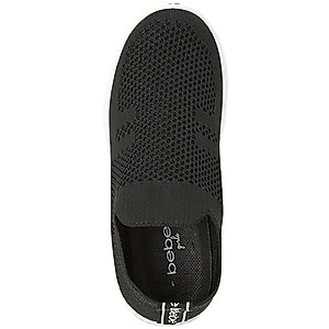 bebe Girls' Shoes - Lightweight Slip On Casual Running Shoes - Breathable Knit Fashion Sneakers (11-4 Little Kid/Big Kid), Size 2 Little Kid, Black