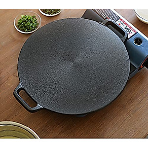 Bruntmor Pre Seasoned Cast Iron 12 inch Crepe Pan Set - 5 Piece Kitchen Pancake Grill Pan, Camping Skillet, Pizza Pan, Fry Pan