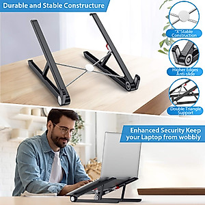 FURNINXS Laptop Stand for Desk Adjustable Foldable Ergonomic Laptop Holder Riser Portable Aluminum Computer Notebook Stand for Elevated 10~15.6" Dell, HP, MacBook Air Pro, Lenovo, Chromebook