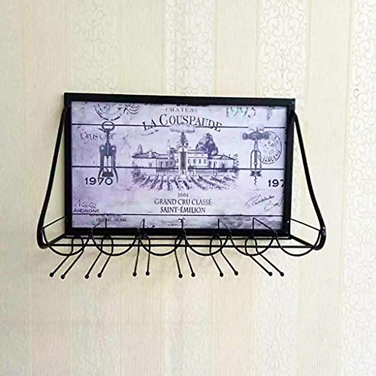 Wine Rack Wall-Mounted Wine Rack Creative Wine Glass Holder Goblet Holder Hanging Wine Rack Put 6 Bottles of Wine and Put 12-18 Glasses