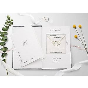 HOPE LOVE SHINE Mother Daughter Necklace - Mom Birthday present, Mothers Day Jewelry Gift • Interlocking Circles Necklace for Women in Sterling Silver & 14K Gold Vermeil