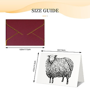 Vintage Sketch Sheep Alpaca Thank You Cards With Envelopes, Blank Greeting Note Cards With Envelopes Blank Inside, Funny Birthday Cards For Women Men, Thank You Card For Wedding Business,Graduation