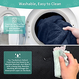 COSHNIBI Dog Bed Covers Replacement Washable,Waterproof Bed Covers Soft Plush Replacement with Zipper & Removable for Dog/Cat 36''Lx27''Wx4''H-Navy Blue