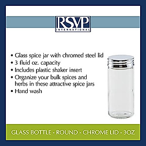 Shoes for Crews RSVP International Kitchen Storage Collection Glass Spice Jars, Round, 3-Ounce