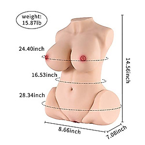Sex Doll Male Masturbator - 15.8 LB Love Doll with Realistic Torso, Real Big Boobs, Vagina Anal, 3 in 1 Lifelike 3D Tight Pussy Anus for Men Masturbation, with Built-in Spine, Life-Size Adult Sex Toy