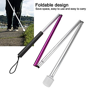 TMISHION Foldable Walking Stick Cane Reflective Anti-Shock Guide Crutch for Blind People Outdoor Hiking Cane for Men and Women Easy Adjustable Elder Stick with Soft Handle and Stable Holder