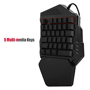 One Handed Gaming Keypad, Single Hand Membrane Keycap Gaming Keyboard with Breathing Lights Higher Achievement in The Game