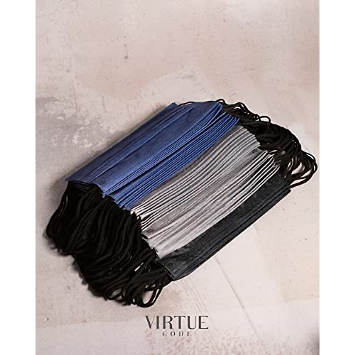 VIRTUE CODE Seamless Essentials Face Masks - Soft 3 Ply Comfort Face Masks, Colorful Disposable Face Mask 50 Pack. Twilight Colored Masks. Adults Mens and Womens Disposable Face Masks