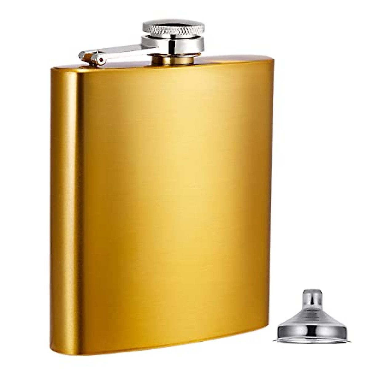 Hip Flask for Men Liquor Flask Stainless Steel Leak proof Flask with Funnel set for Women Pocket Alcohol Drinking Flask set 8OZ (Gold)