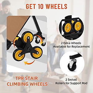 Climber Hand Truck Dolly, Stair Climbing Cart Folding Grocery Cart Dolly Cart, Heavy Duty 330 LB Trolley Cart with Telescoping Handle & 10 Wheels for Moving Logistics Warehouse