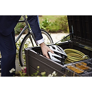 Keter Brightwood 120 Gallon Outdoor Resin Garden Patio Storage Furniture Deck Box