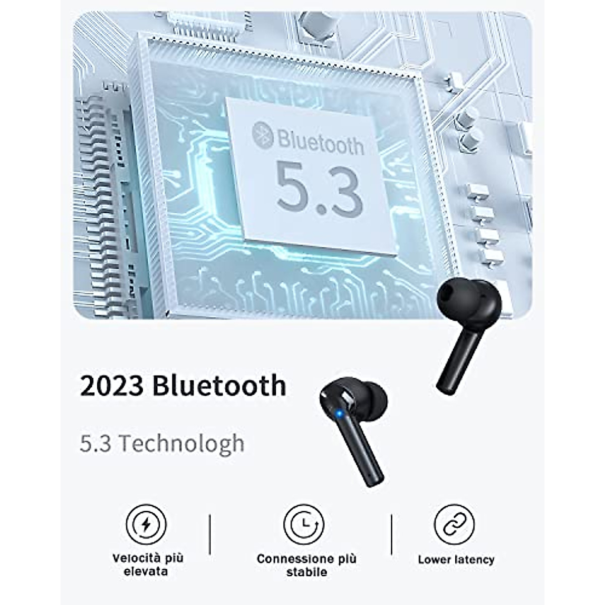 Wireless Earbuds Bluetooth 5.3 Headphones HiFi Stereo Wireless Headphones with 4 ENC Noise Clear Canceling Mic Wireless Headset with LED Display Charging Case 42H Playtime Touch Control IP7 Waterproof