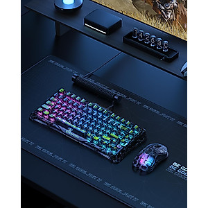 GravaStar Mercury K1 Lite 75% Mechanical Keyboard, Gasket Hot Swappable Gaming Keyboard, Pre-lubed Linear Switches, RGB Backlit Wireless Keyboard - Transparent Black