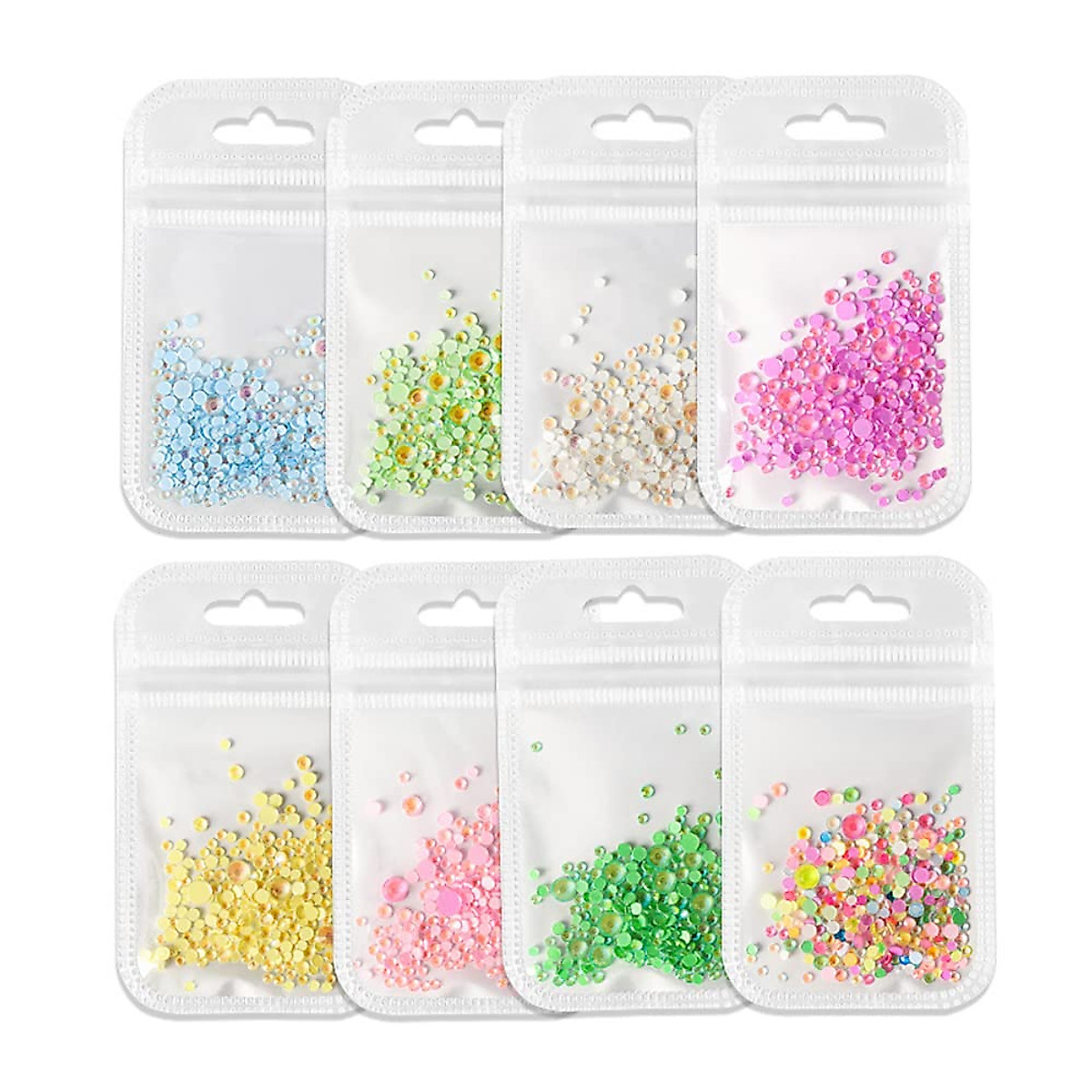 HERIS 8 Pack Mixed Glow Nail Art Rhinestones Fluorescent Diamonds Decorations Accessories Décor Crystals Gems for DIY Manicure