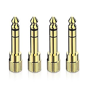 DIGITNOW 6.35mm (1/4 inch) Male to 3.5mm (1/8 inch) Female Stereo Audio Adapter Converter for Guitar Headphones Amp, Gold Plated 4 Pack